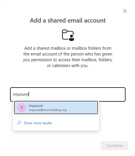 Adding Shared Mailboxes in Outlook Web – Bloomfield Township